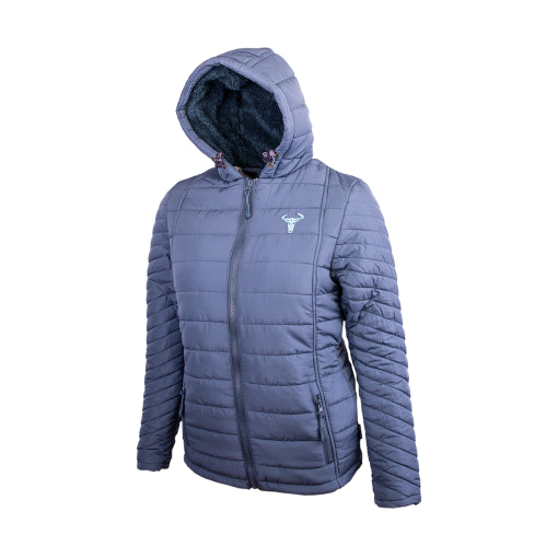 Wildebees Ladies Casual Plain Teddy Fleece Puffer Celestial Blue